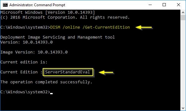 How to convert Windows 2016 Server Evaluation edition to Standard ...
