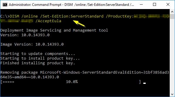 How to convert Windows 2016 Server Evaluation edition to Standard ...